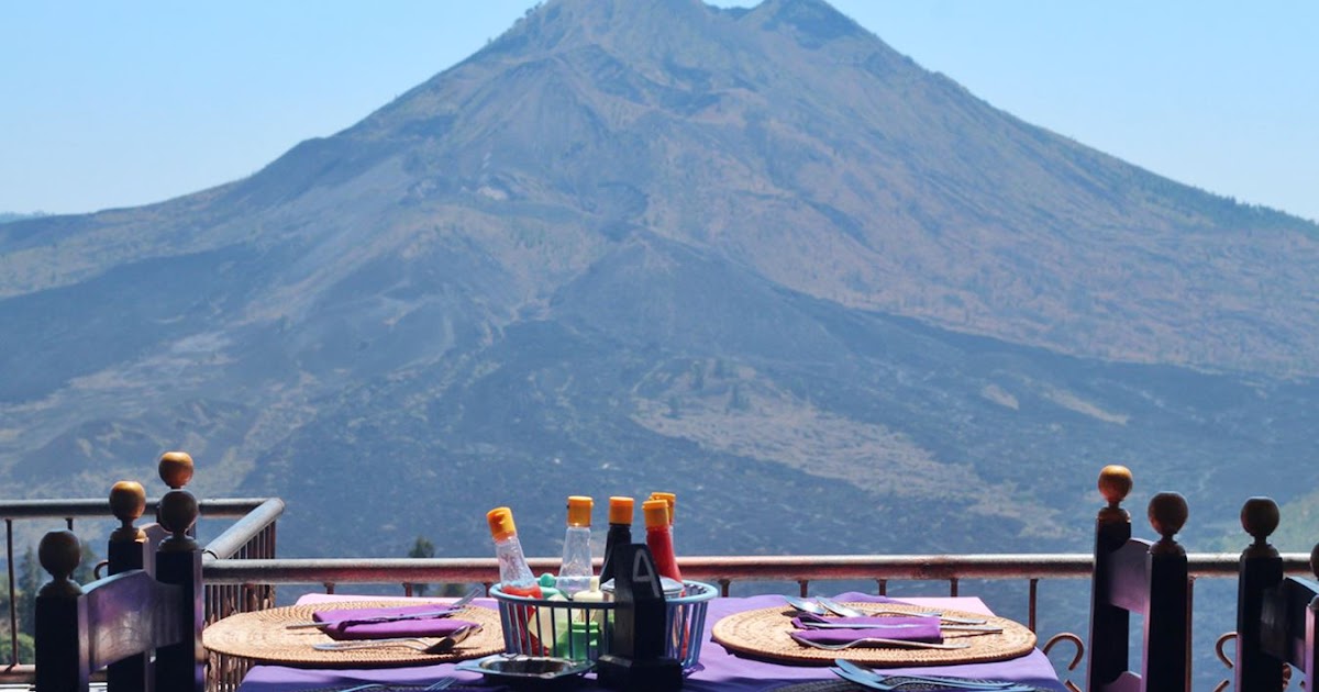 Kintamani Village with breathtaking view of an active volcano