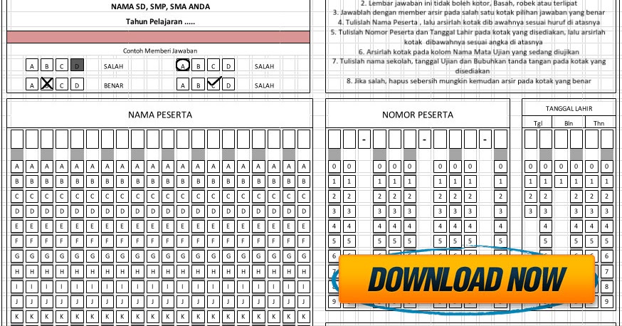 Lembar Jawaban Komputer (LJK) untuk SD, SMP, SMA - Lingkaran, Cakra dan ...