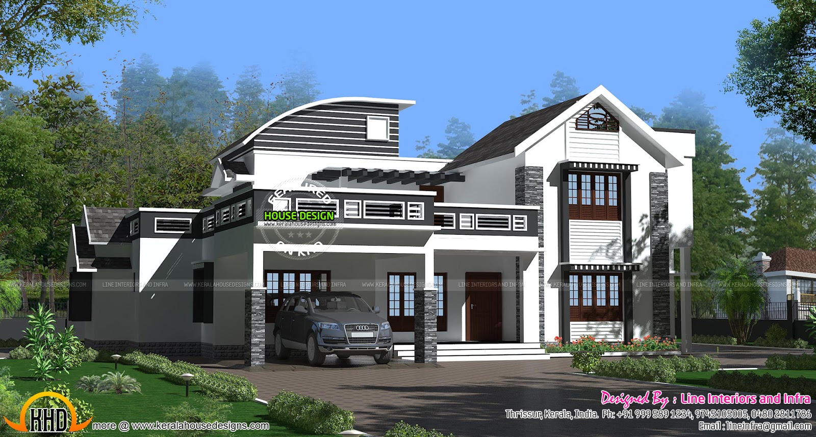 Contemporary style mixed roof house - Kerala Home Design and Floor ...