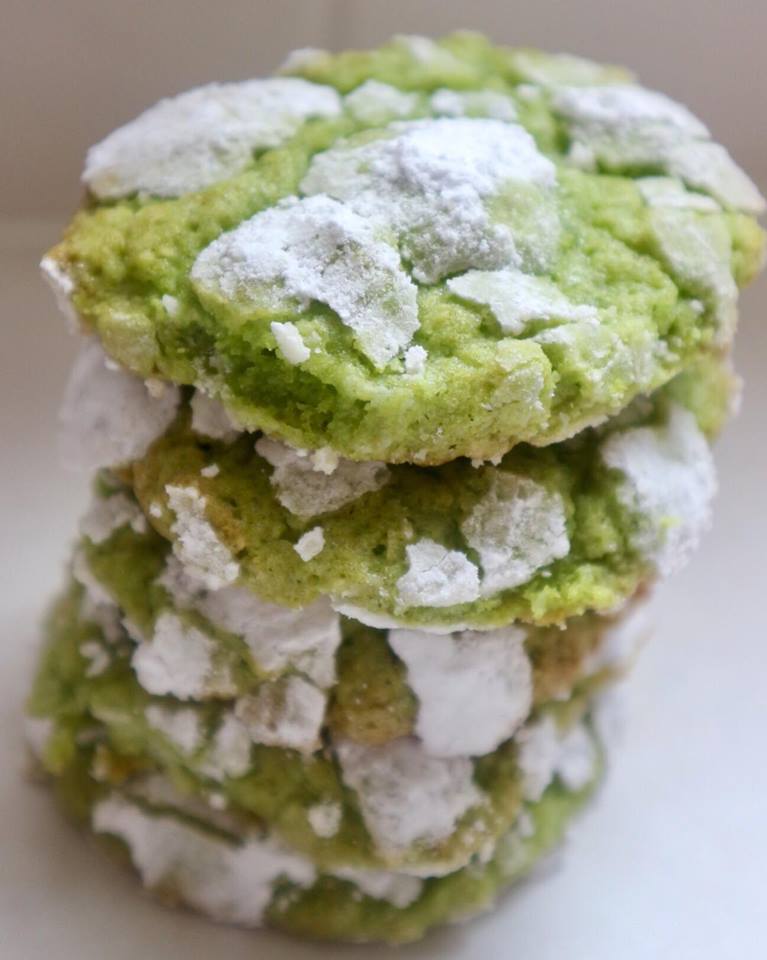 Buko Pandan Crinkle Cookies