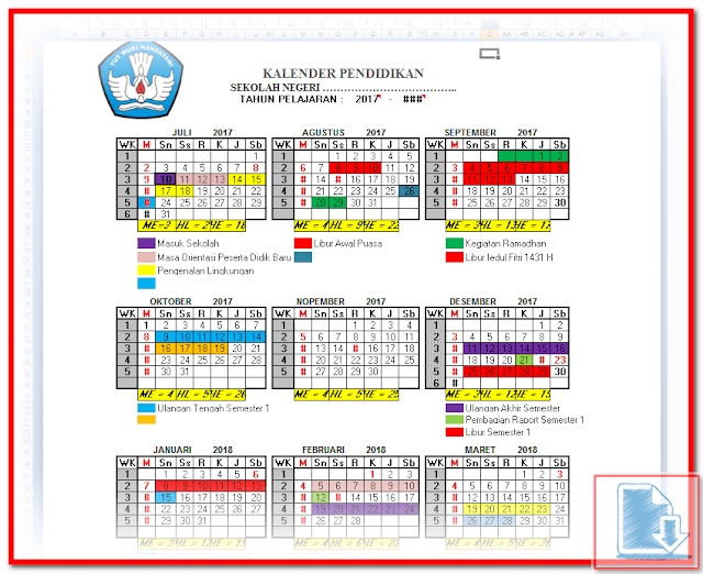 Aplikasi Kalender Pendidikan Otomatis Format Excel.Xlsm - ID Aplikasi