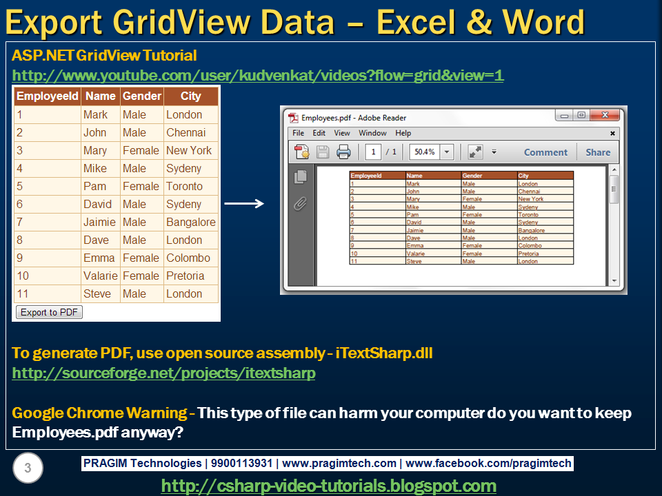 Sql server, .net and c# video tutorial: Part 58 – Export GridView data ... Sql server, .net and c# video tutorial: Part 58 – Export GridView data ...