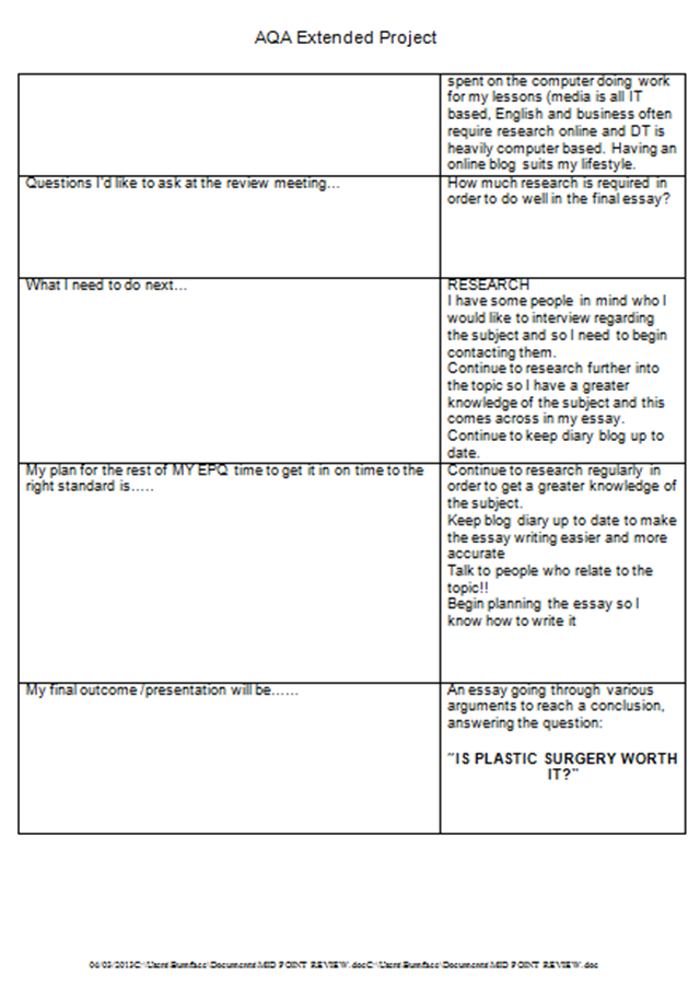 EPQ Diary Blog February 2013 EPQ Diary Blog February 2013