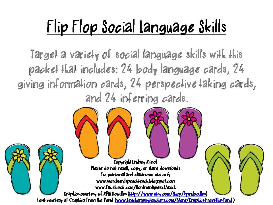 Word Nerd Speech Teach: Flip Flop Social Language Skills and a GIVEAWAY!