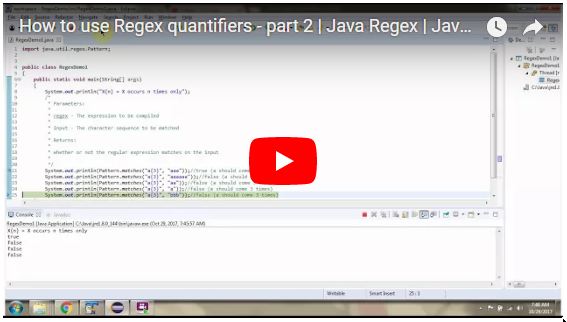 Java Ee How To Use Regex Quantifiers Part 2 Java Regex Java Regular Expressions Regex