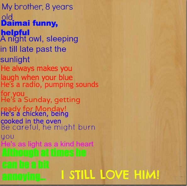 Caprice @ Tamaki Primary School: My Brother Poem