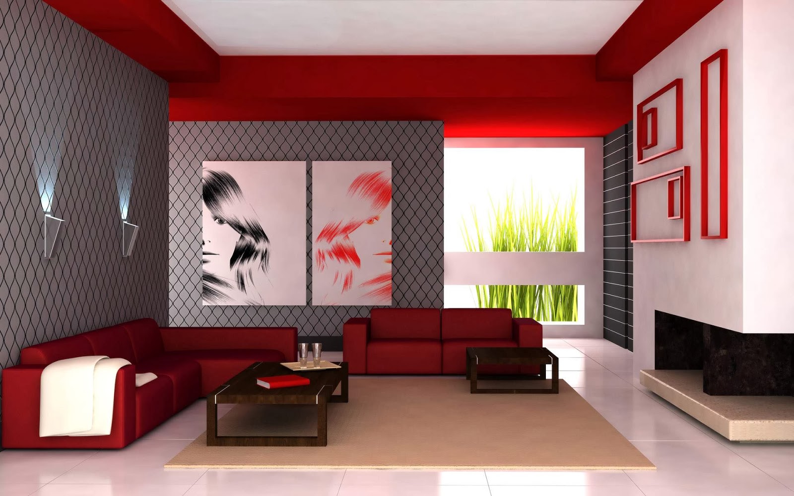 Red Color Ideas for Minimalist Living Room Design - HOME INTERIOR ...