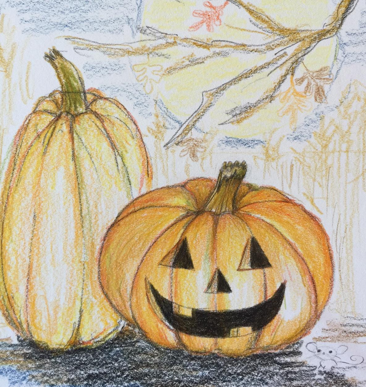 Art by Dea: KIDS! How to Draw a Slightly Sophisticated Pumpkin for Fall