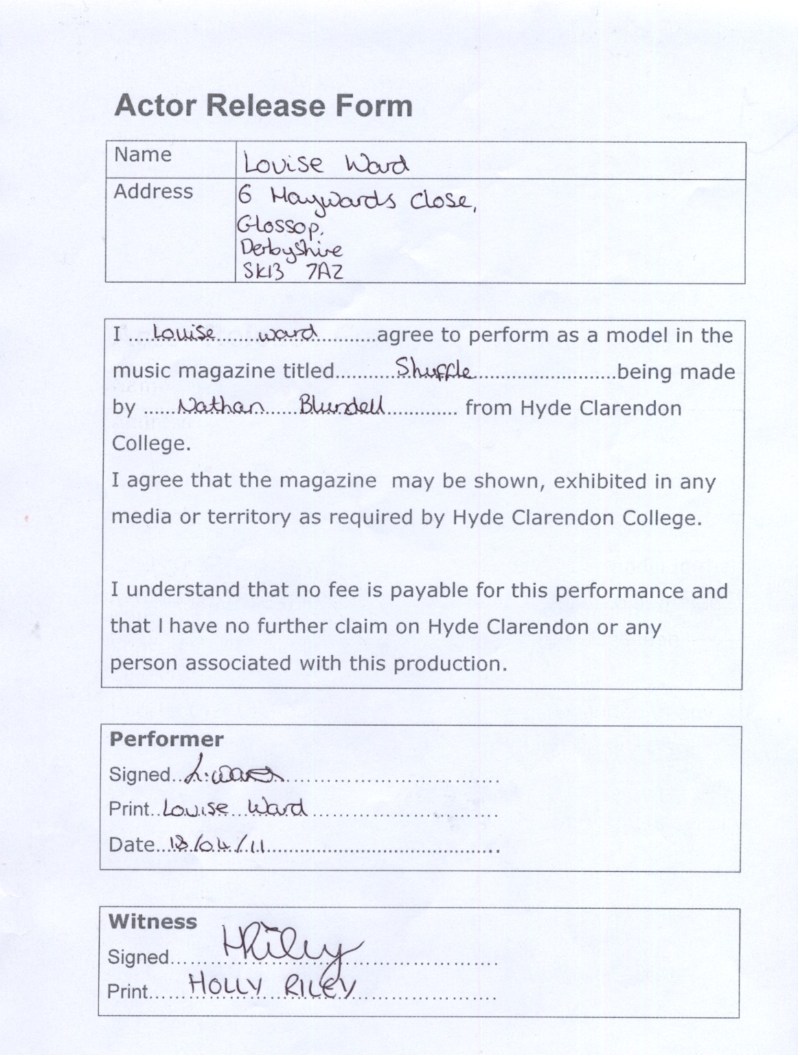 Nathan Blundell: Media Blog: Research and Planning: Actor Release Forms