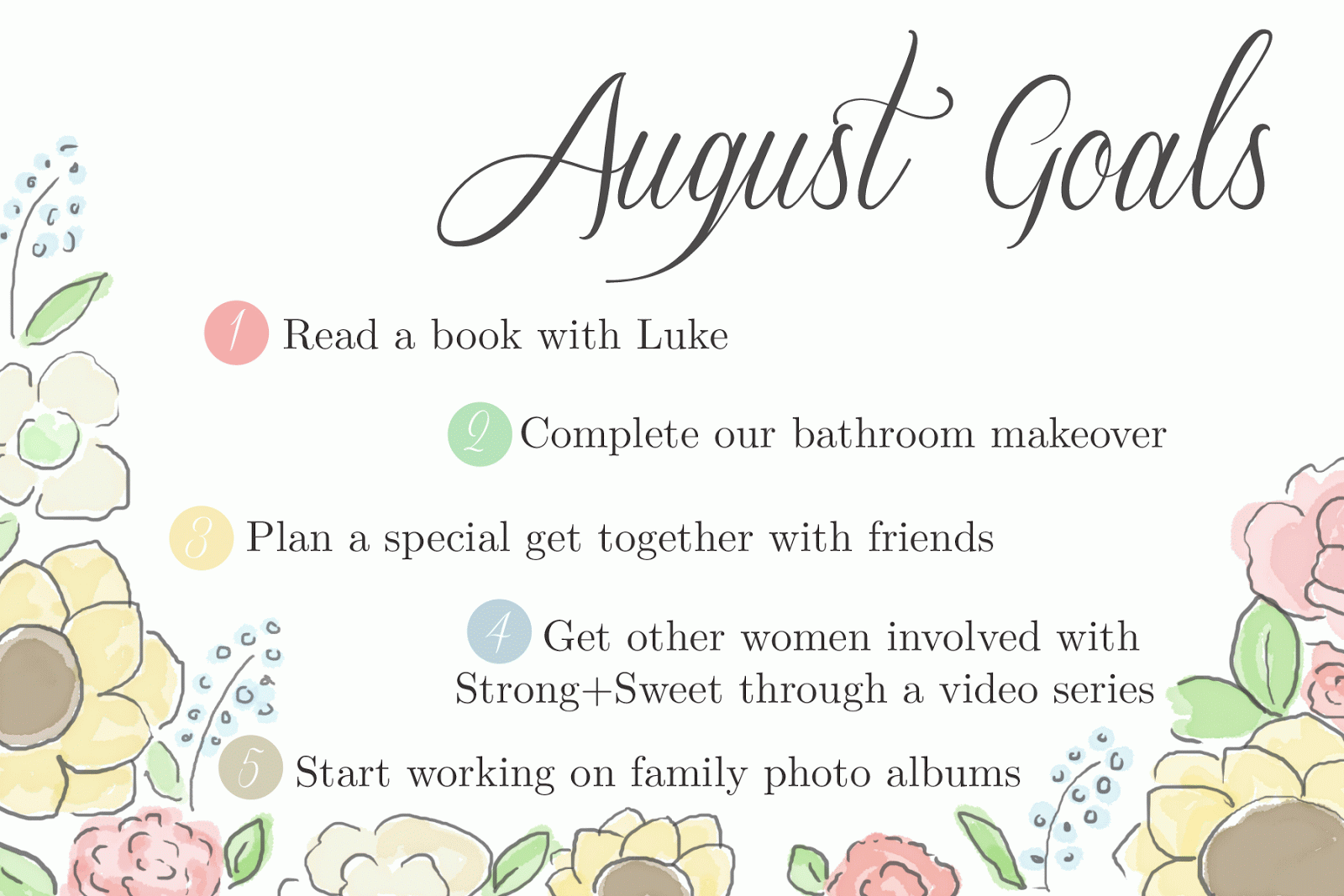 Strong and Sweet : My August Goals {+ a July Recap}