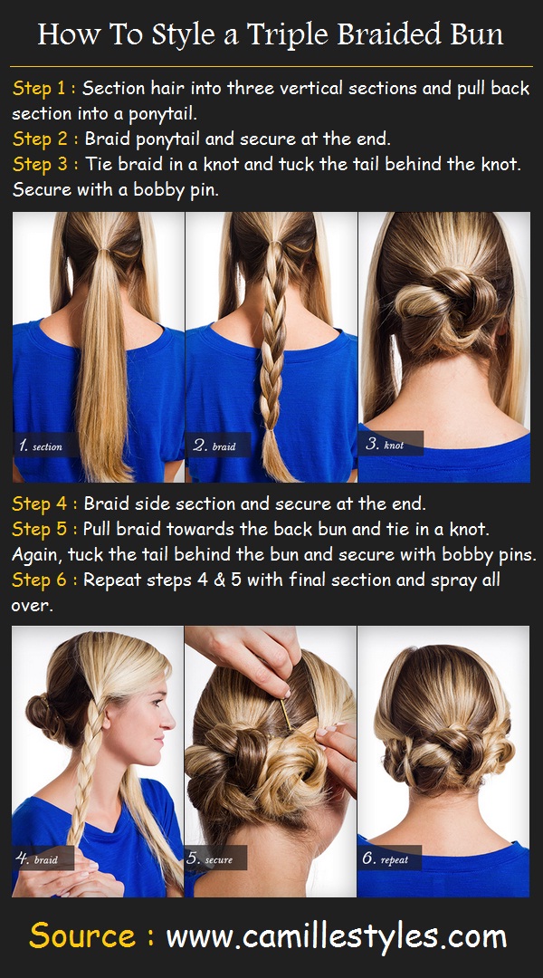 How To Style a Triple Braided Bun | Pinterest Tutorials