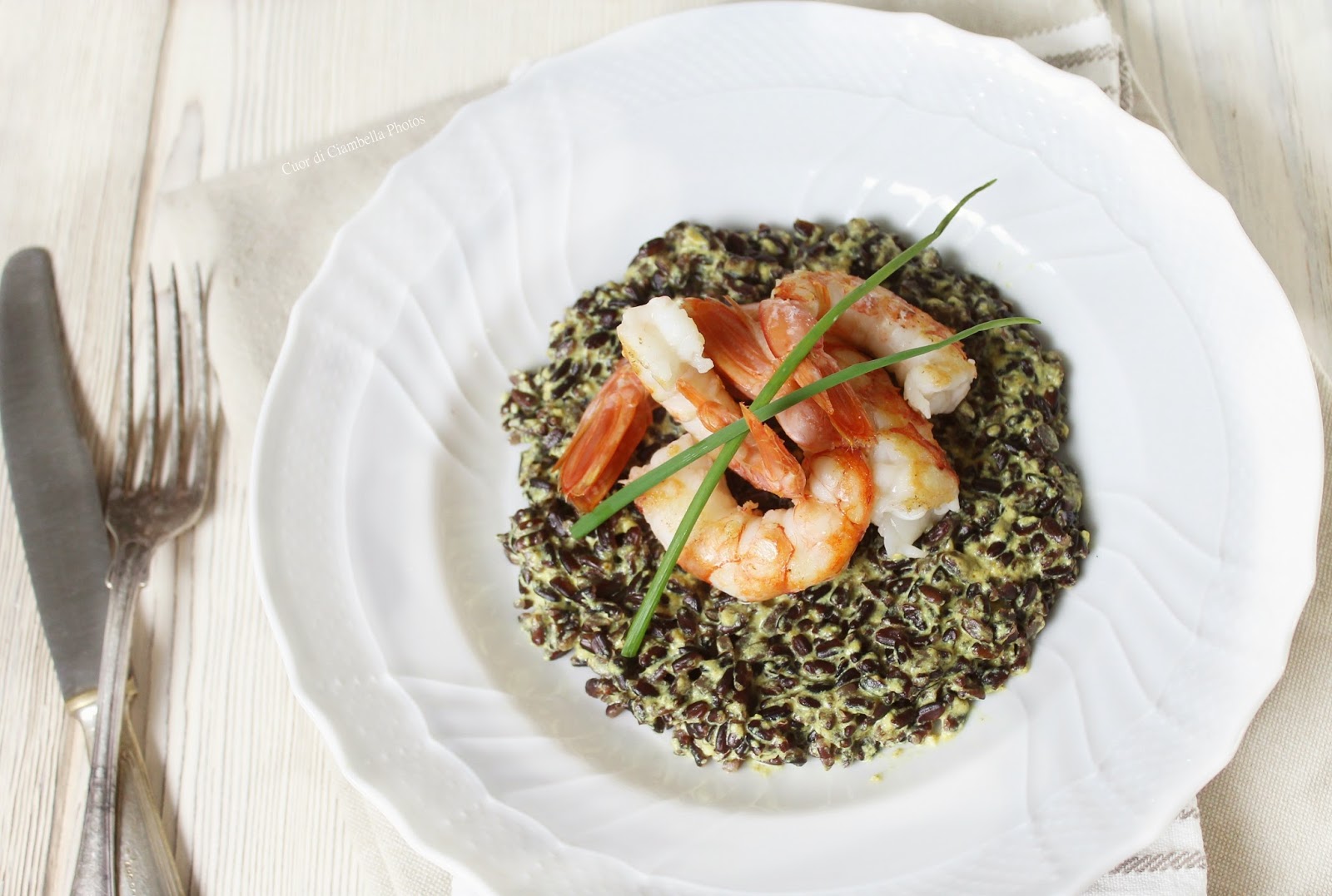 Riso Nero Integrale con crema leggera al Curry e Gamberoni saltati ...