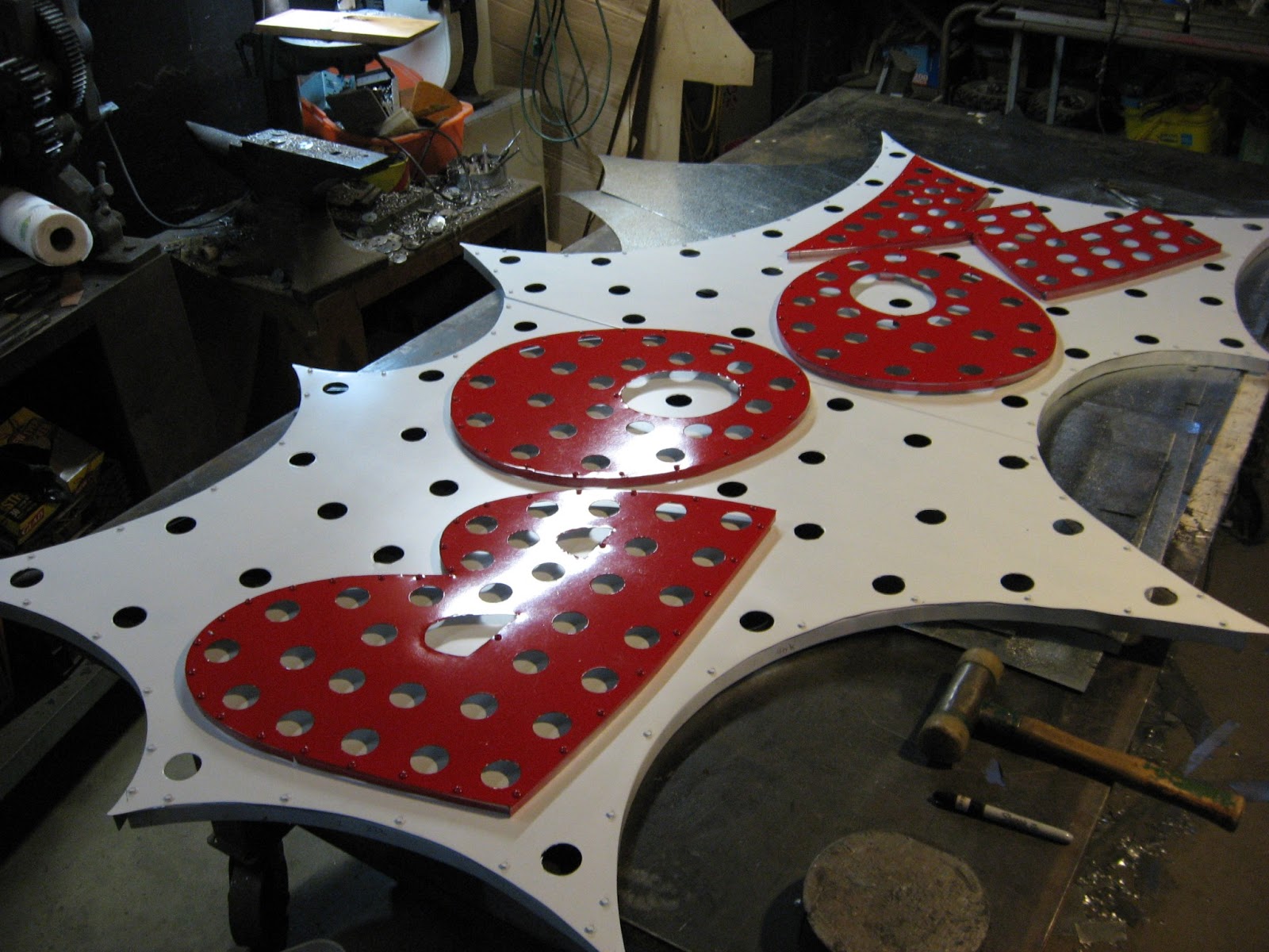 HEAVY METAL WORKS: Vintage Style Metal Sign -"BOOM"