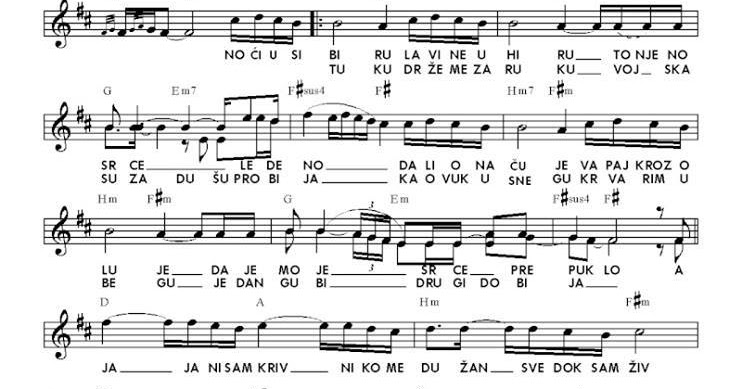 NOTE | DOMACE I STRANE: NOĆI U SIBIRU NOTE AKORDI TEKST