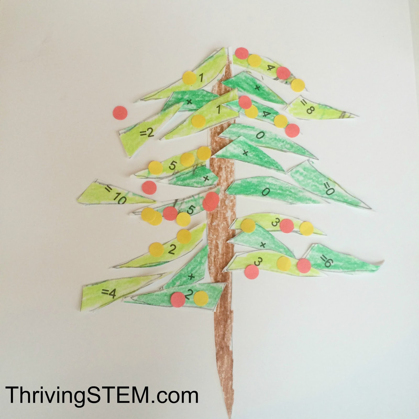 Adding Doubles Christmas Tree Math Puzzle for Kindergarten - Thriving STEM