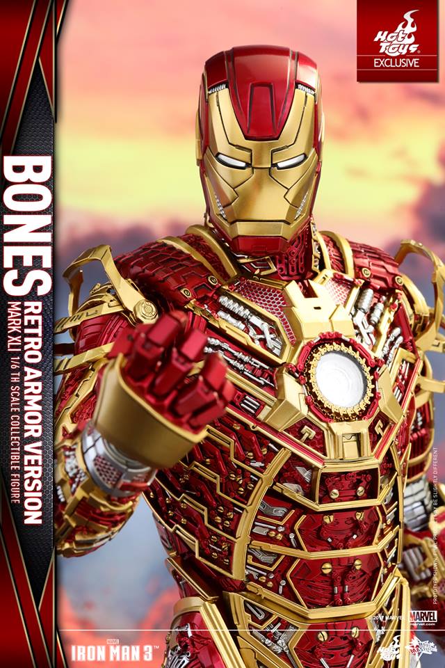 Hot Toys《鐵甲奇俠3》「紅金」Iron Man Mark 41 Bones (Retro Armor Version)1：6 比例珍藏 ...