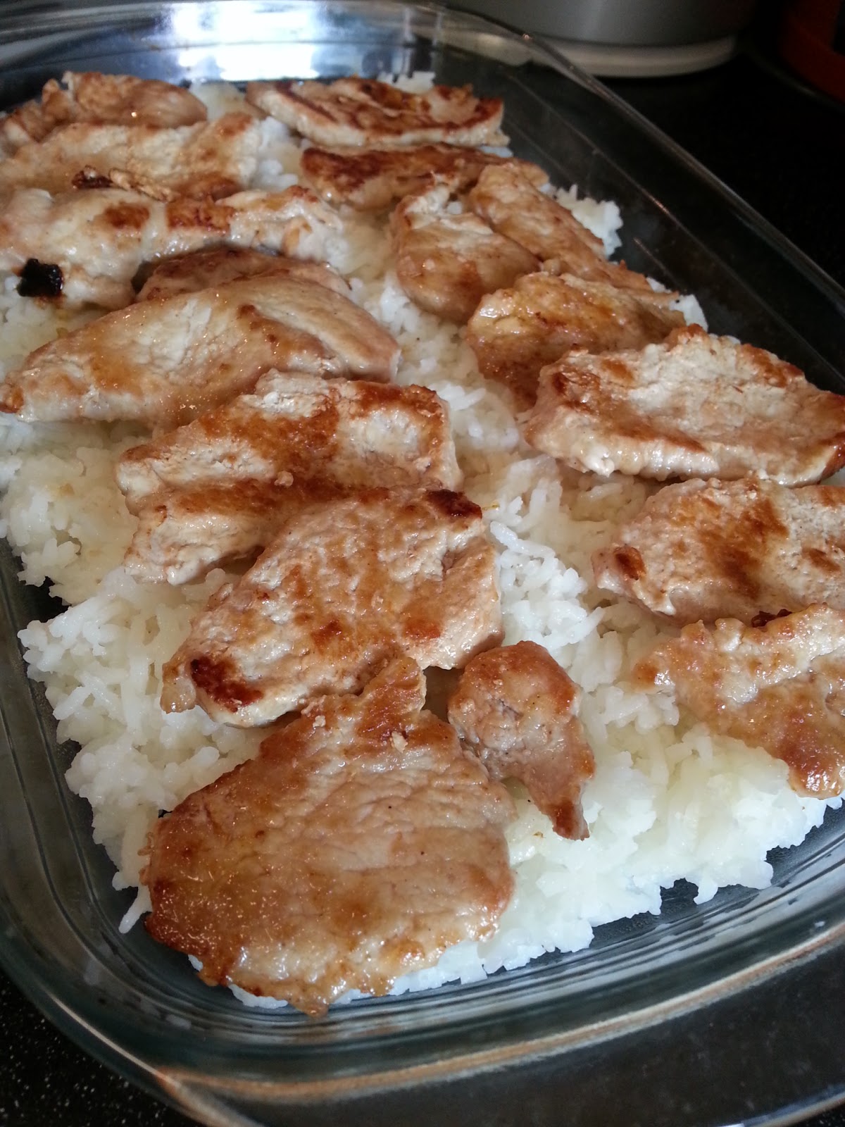 Chessy Pork Baked Rice with Tangy Sweet and Sour Sauce - Delishar ...