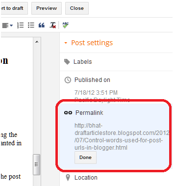 How to set the URL for Blogger posts | Blogger-Hints-and-Tips