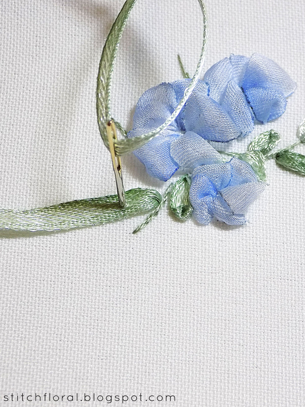 Forget me nots: ribbon embroidery tutorial - Stitch Floral