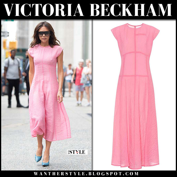 Victoria Beckham in pink midi dress in NYC on June 19 ~ I want her ...