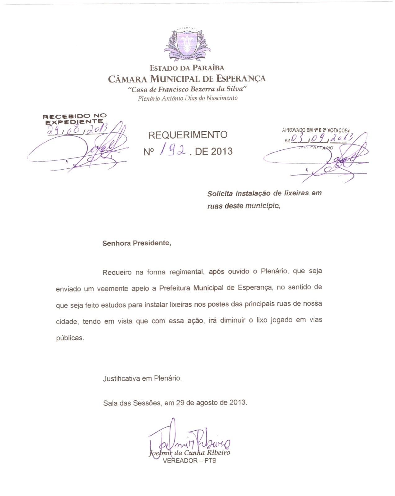 Requerimento Padrão Prefeitura De Guarulhos - RETOEDU