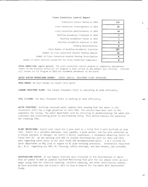 SURFSIDE CHAT: Water System Operations Report