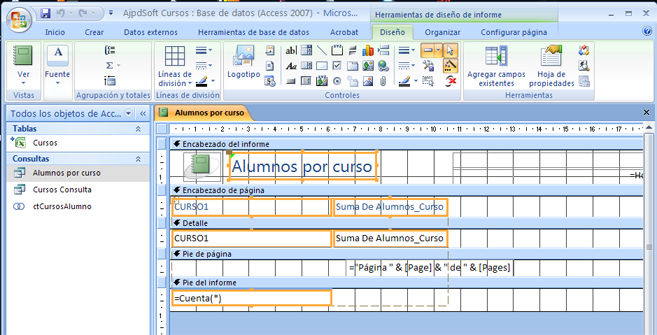 Uso de Barra de Herramientas Microsoft Access: Informes