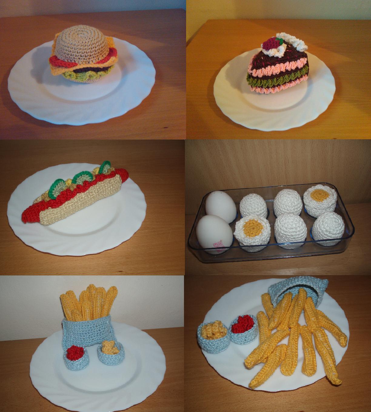 Hæklet legemad: Hæklet fastfood,lagkage & æg