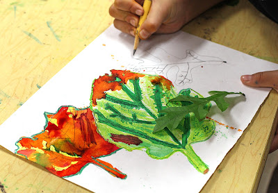smART Class: Fall Leaves Crayon Resist Paintings