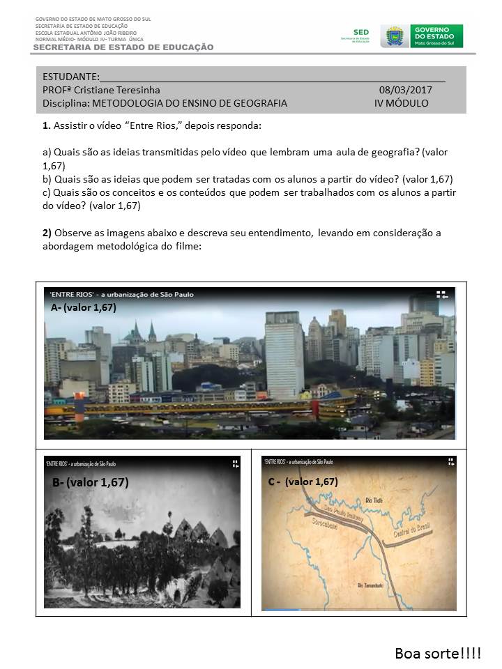 E.E. Antônio João Ribeiro: Normal Médio: Atividade de Interpretação do ...