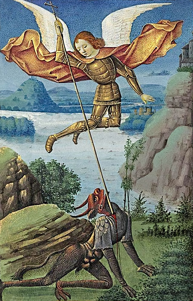 Luz y artes: San Miguel volador, matando al diablo siempre feo