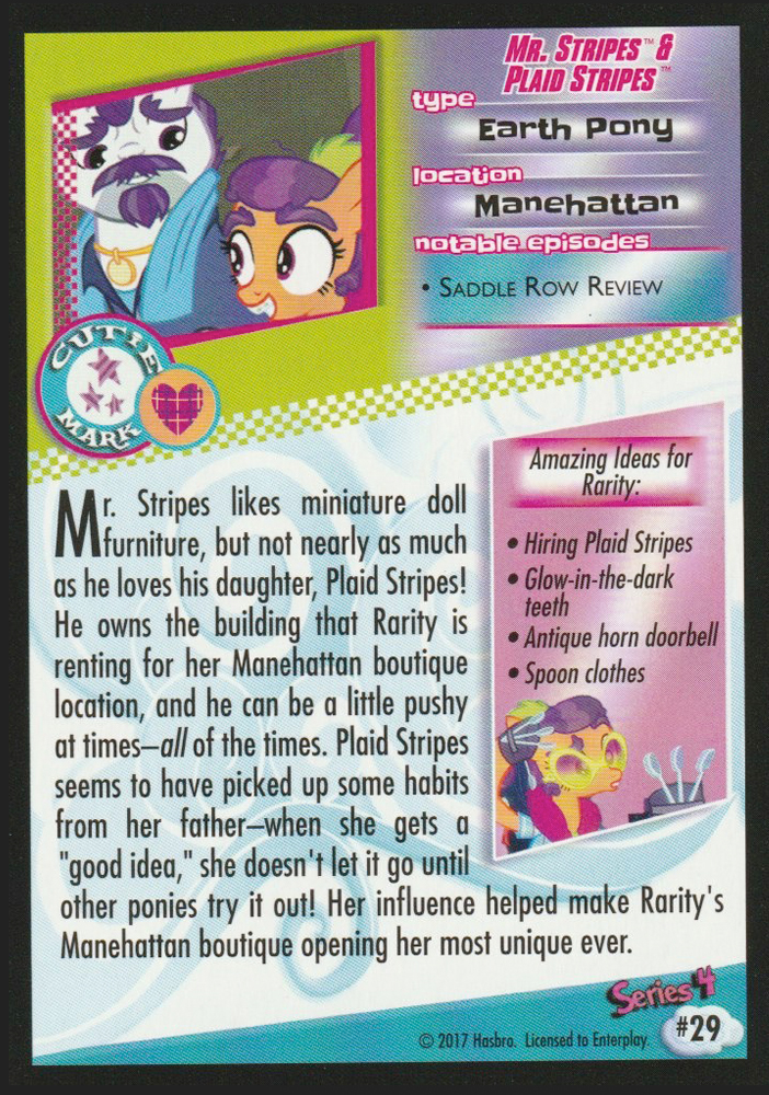 MLP Mr. Stripes & Plaid Stripes Trading Cards | MLP Merch