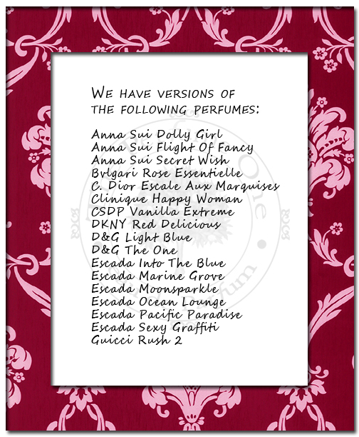 The Perfume One - eau de Parfum: List of Perfumes