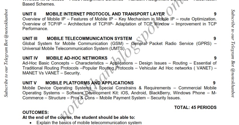 IT6601 MOBILE COMPUTING Syllabus Semester VI IT BTECH Anna University ...