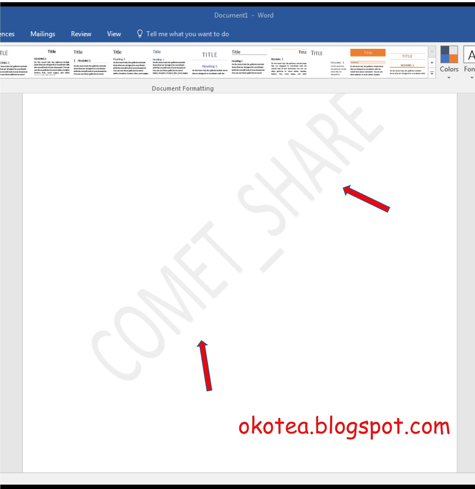 cara membuat watermark di Ms word 2016 - COMET_SHARE