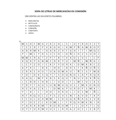 Mercancias En Comision & Consignacion: Sopa De Letras De Mercancías en ...
