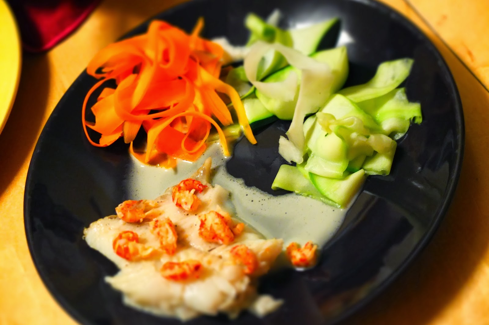 Filets de flétan à la bière et ses tagliatelles de légumes au Cook'in