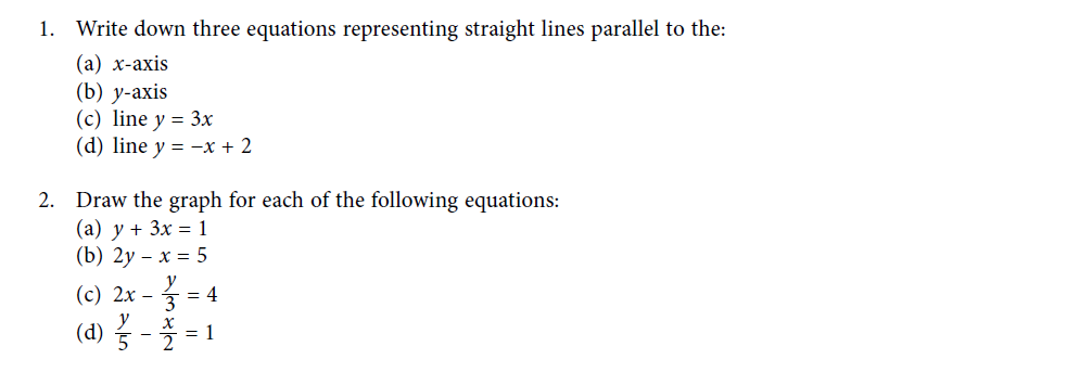Practice Questions(Graphs of Linear Equations in Two Unknowns) Learn ...