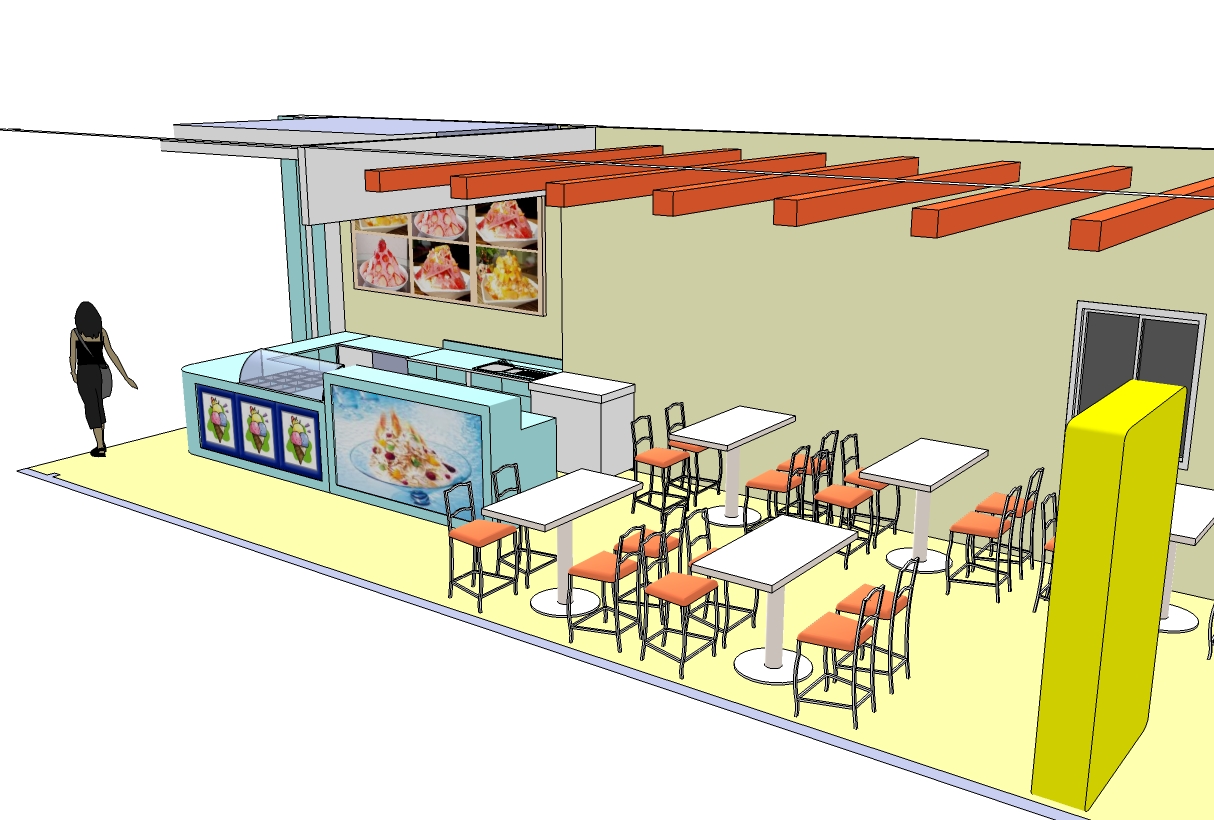 3D image design concept ice cream shop style casual colorful creation ...