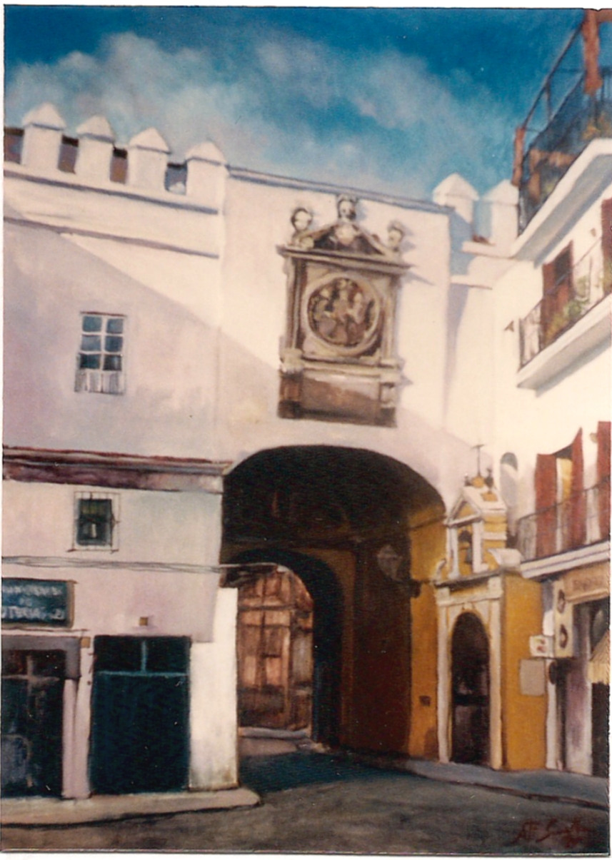 papel y lienzo: Arco del Postigo, Sevilla