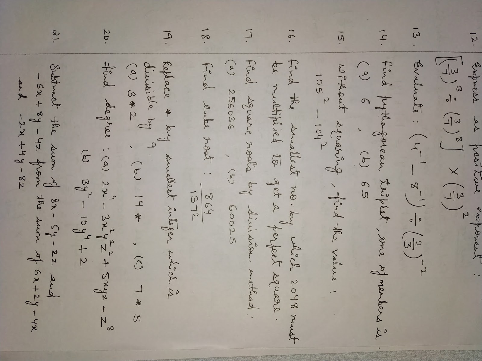 APSG Maths Holiday H W Class 8 Practice Questions apsg-maths-holiday-h-w-class-8-practice-questions