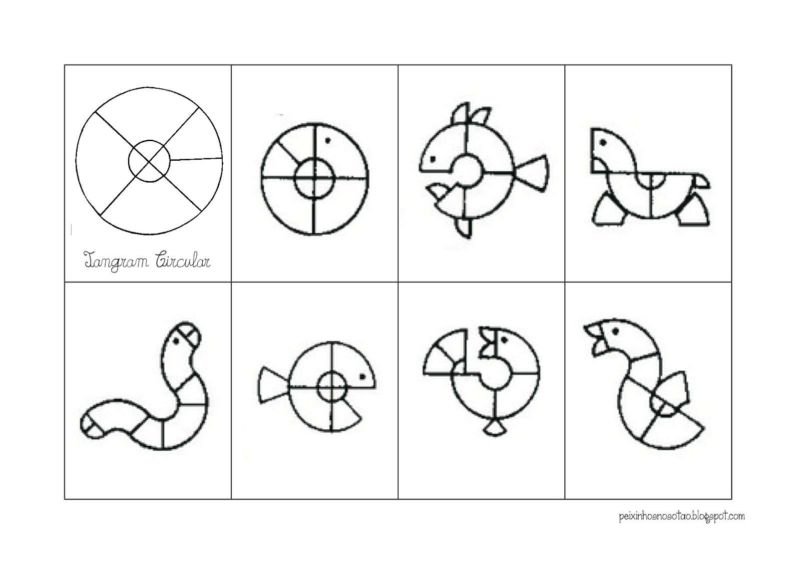 PEIXINHOS NO SOTÃO: Tangram Circular