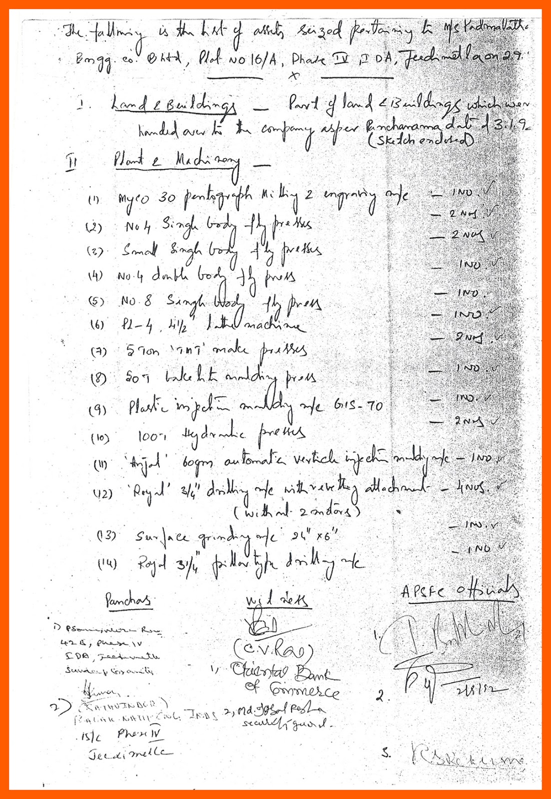 Yadadri Golden: Panchanama copy Given when our Products Hypothecation ...