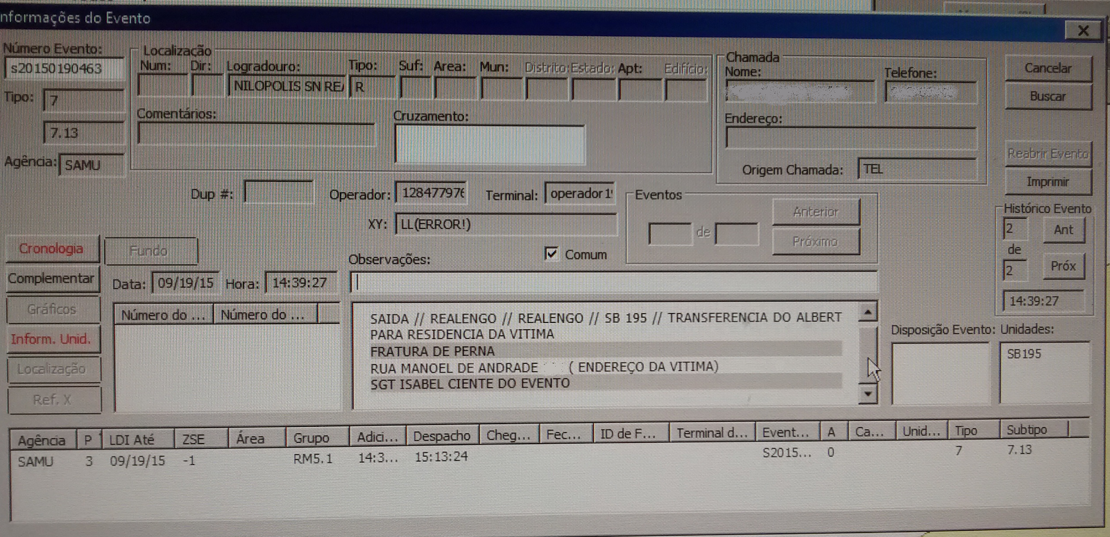SOS GSE: Ambulância de Socorro utilizada para realizar Alta Hospitalar