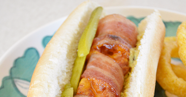 Bacon Wrapped BBQ Cheddar Dogs #SecretRecipeClub