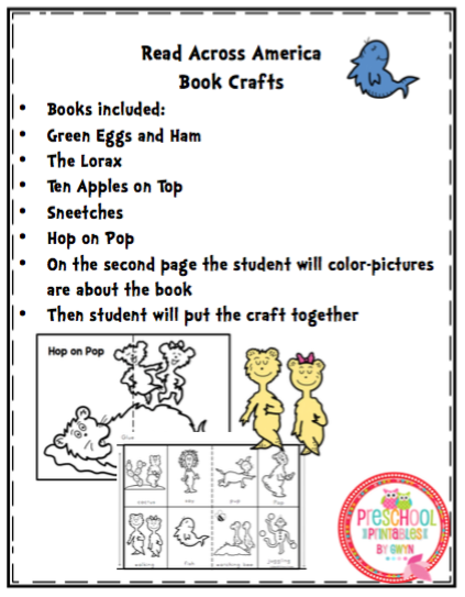 Read Across America Book Crafts ~ Preschool Printables