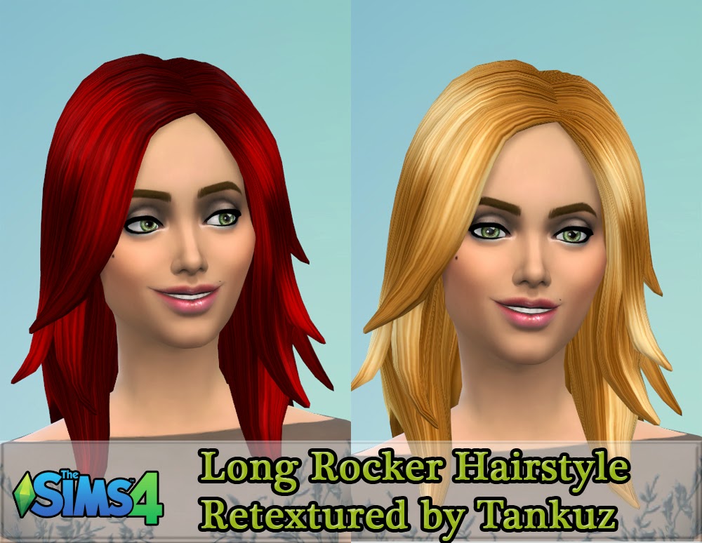 Tankuz Sims 3 Blog: The Sims 4. Long Rocker Hairstyle Retextured by Tankuz