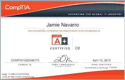 Jamie The Nerd: Nerd verification - A+ Certification