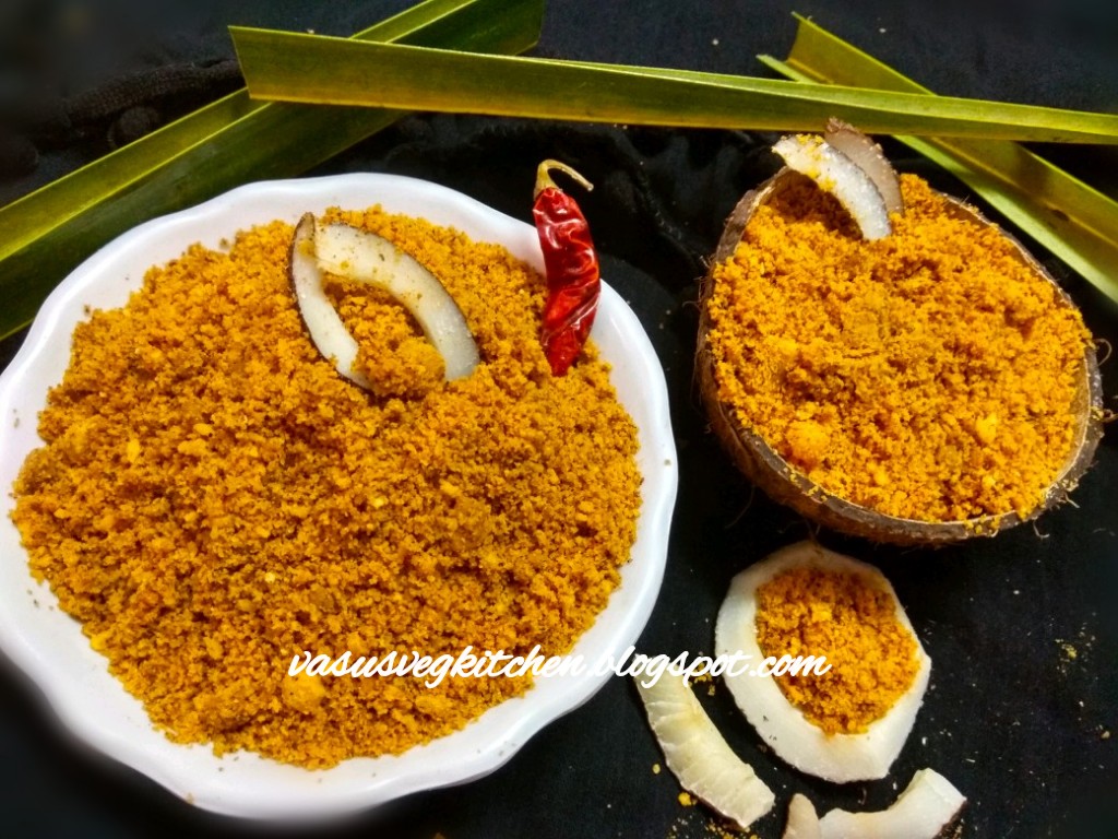 Vasusvegkitchen: Andhra Kobbari Karam podi, Spicy Dry coconut powder