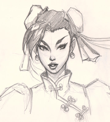 How to draw Chun Li face from Street Fighter